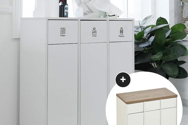 필웰 E0자재 가정용 업소용 2칸 3칸 4칸 재활용 분리수거함 빨래바구니 70L - 위시버킷